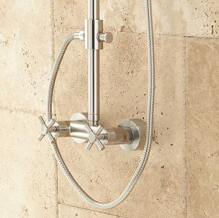 New Chrome Stiles Exposed Pipe Shower System with Rainfall Shower Head ...